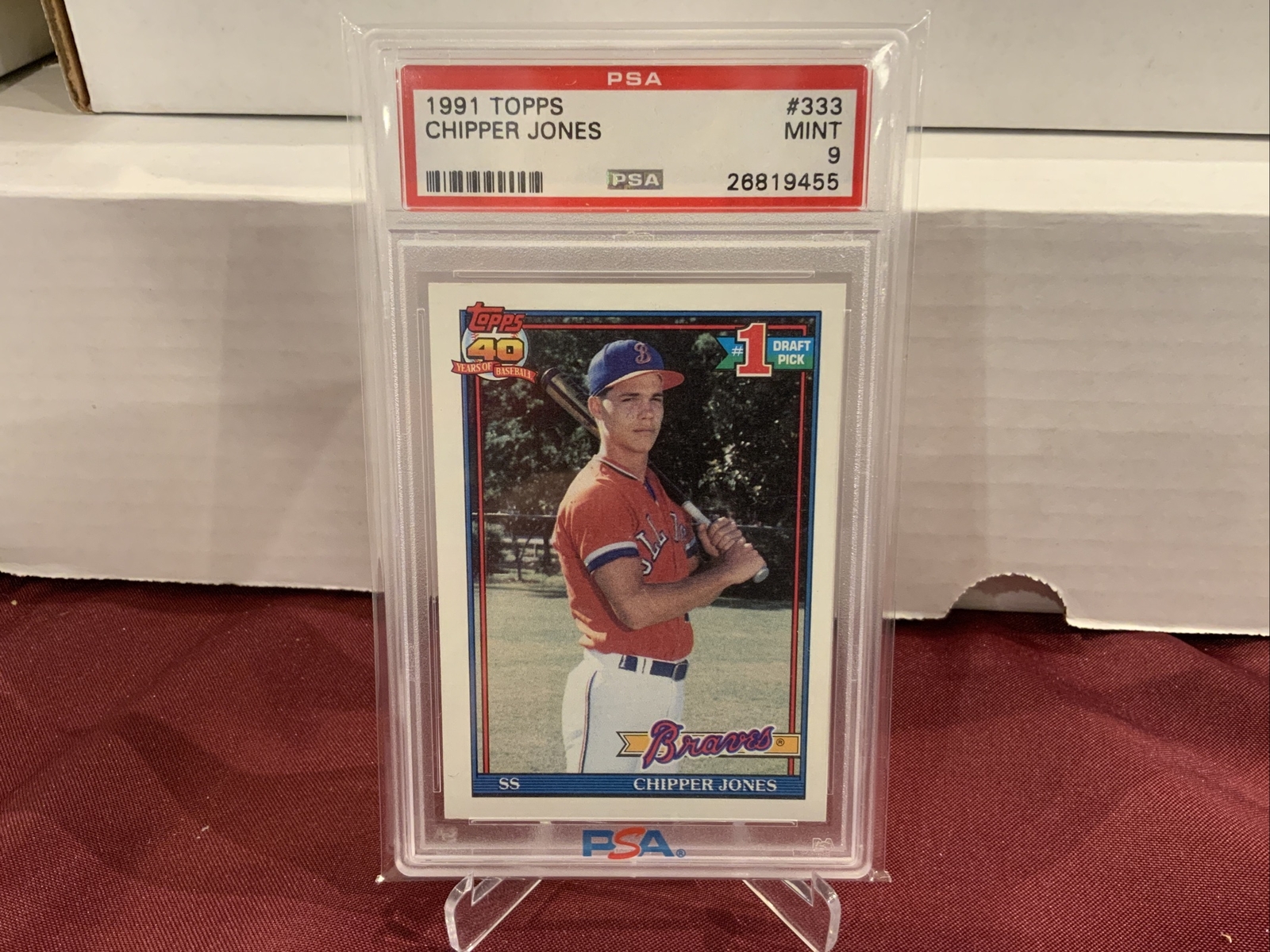 1991 Topps Chipper Jones PSA 9 MINT Rookie Card #333 Atlanta Braves RC ...