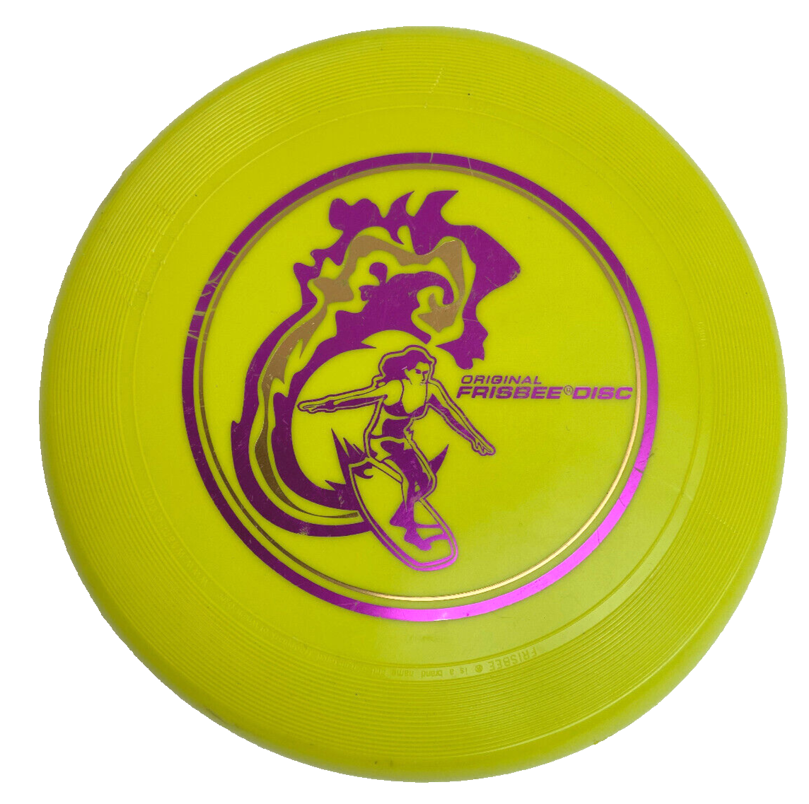 Original Wham-O Frisbee Disc Vintage 1980 Neon Green Surfer Graphic 10. ...