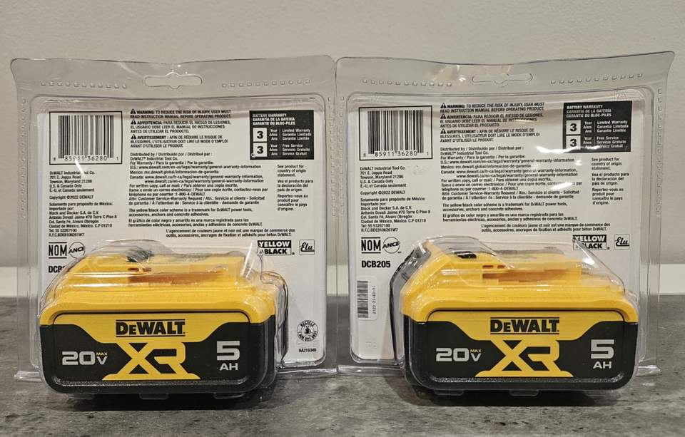 2 Brand New Dewalt 20 Volt 20v Max Li-Ion 5.0 AH Batteries DCB205 2023 ...