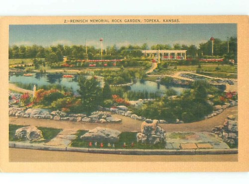 Linen GARDEN SCENE Topeka Kansas KS j/09 AF6961 | eBay