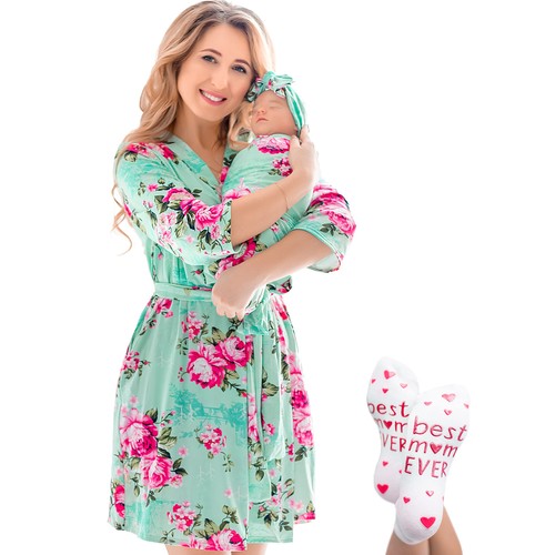 Maternity Robe and Baby Swaddle Set | Matching Hospital Outfit for New ...