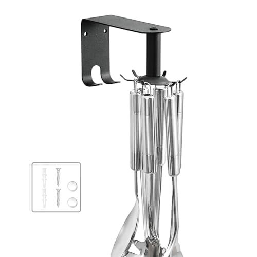 Wall Mounted Kitchen Rotating Hooks for Utensils, Black Cooking Utensil ...