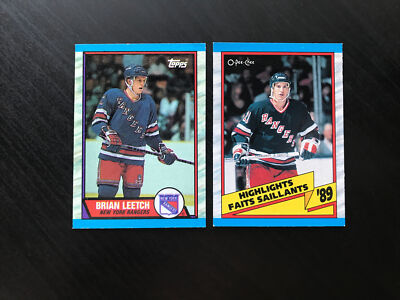 1989-90 Topps & OPC #136 & #326 Brian Leetch Rookie New York Rangers ...