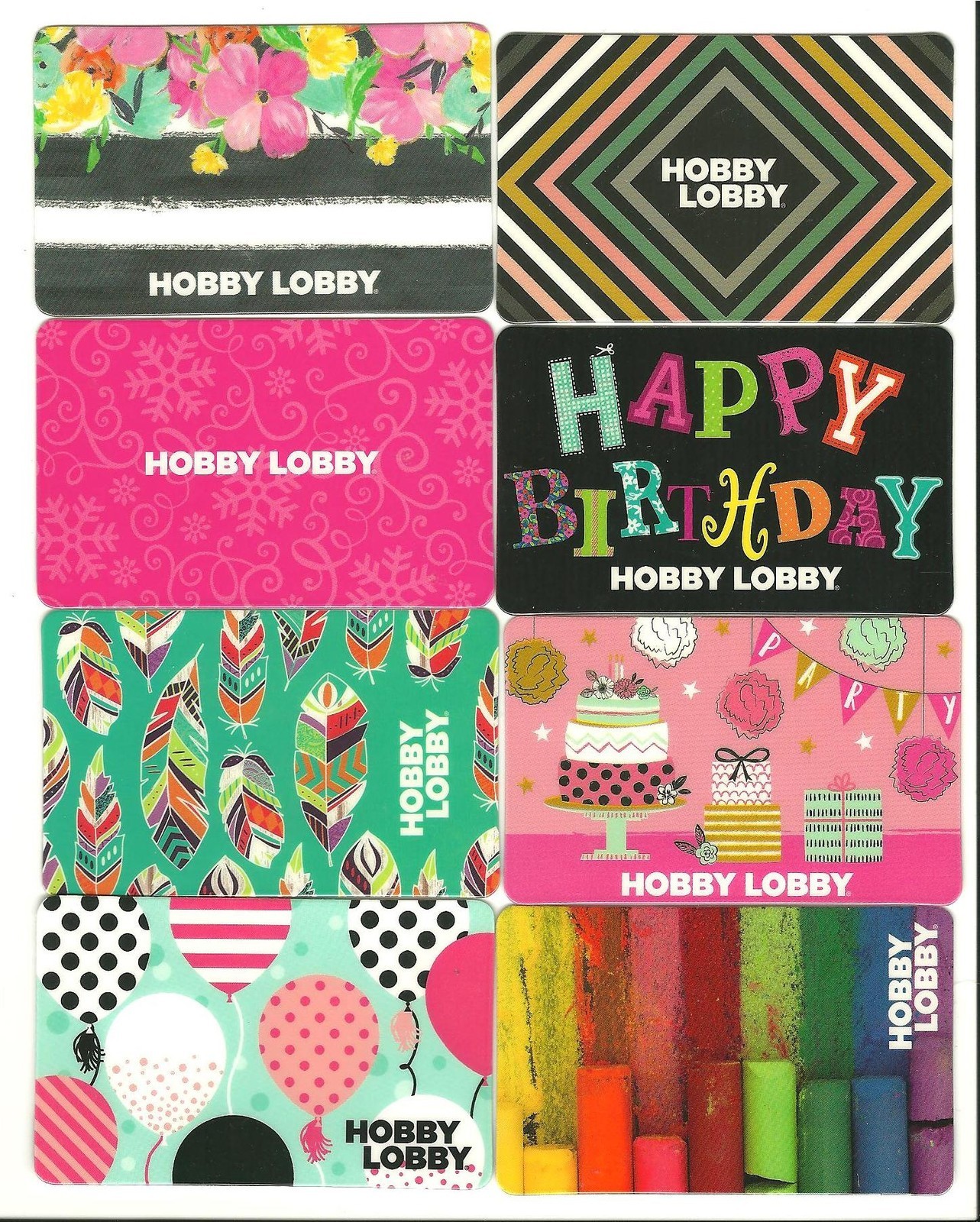 Lot (8) Hobby Lobby Gift Cards No $ Value Collectible Feathers Balloons ...