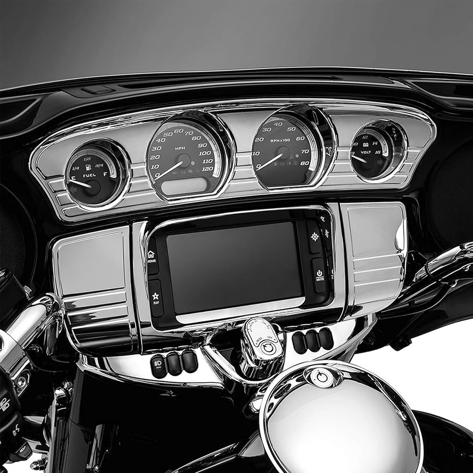 Tri Line Gauge Stereo Accent Trim Cover Fit For Harley Tri Electra ...