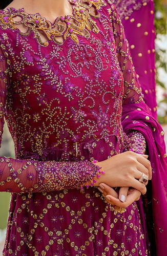 Pakistan designer brand new Mushq embroidered chiffon Maxi dress | eBay