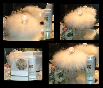 Lemon Verbena 6 oz Scented Dusting Powder Vanity Set w/ Puff & Stand | eBay