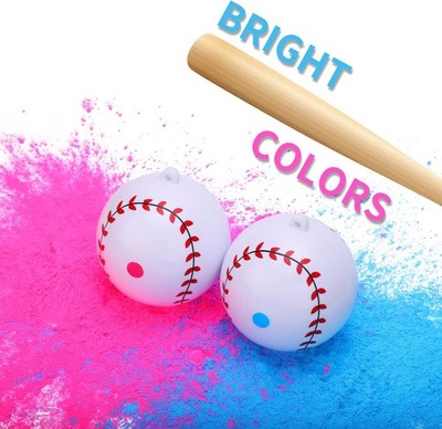 Gender Reveal Baseball Set - (1 Blue Ball, 1 Pink Ball) Exploding with ...
