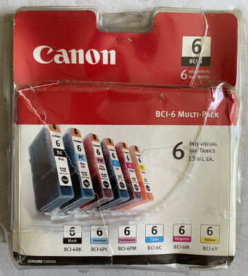 Canon BCI-6 6 Color Multi Pack Ink Cartridge 6 Individual Ink Tanks ...