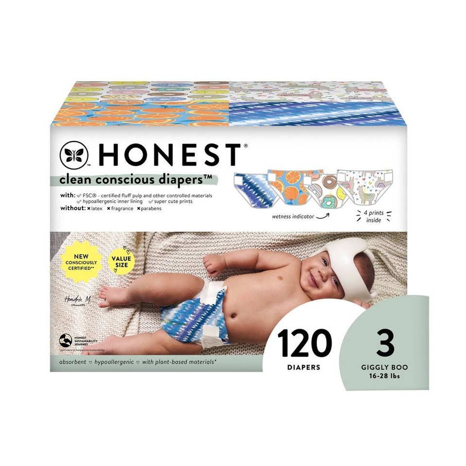 The Honest Company Clean Conscious Disposable Diapers Four Print Pack ...