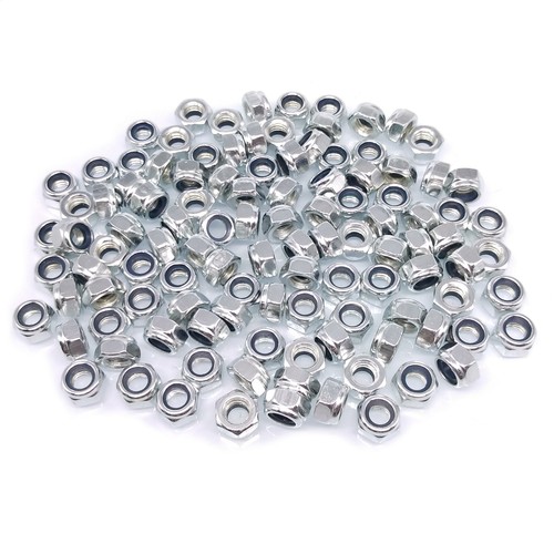 500x M5 x 0.8mm Self-Locking Nylon Insert Hex Nuts Zinc plated Carbon ...