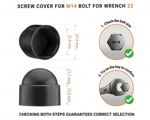 M14 Black Plastic Dome Nut Cap Bolt Safety Cover Protection Caps Covers ...