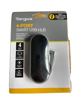 Targus 4-Port Smart USB Hub Black, Grey interface hub - Works with PC ...