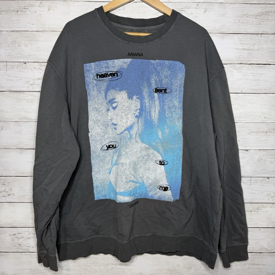 Ariana Grande Heaven Sent Graphic Crewneck Sweatshirt XXL Gray Tour ...