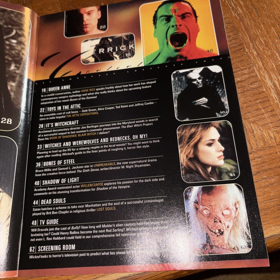 Wicked Horror Magazine Fall 2000 Anne Rice Blair Witch Rob Zombie Buffy ...