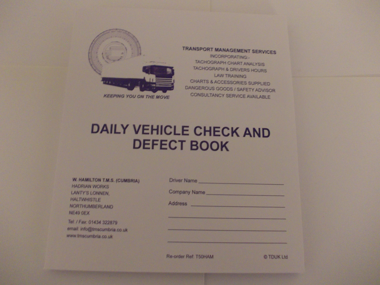 10 Driver's Vehicle Check and Defect Book HGV T50.Tachograph product ...