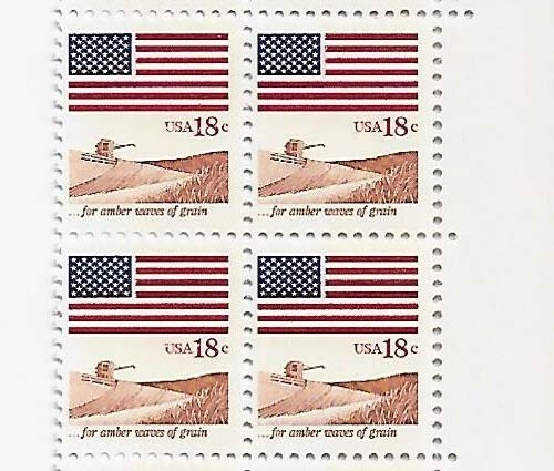 US Flag over Amber Waves of Grain 18c Stamp Block of 4 Scott #1980 | eBay