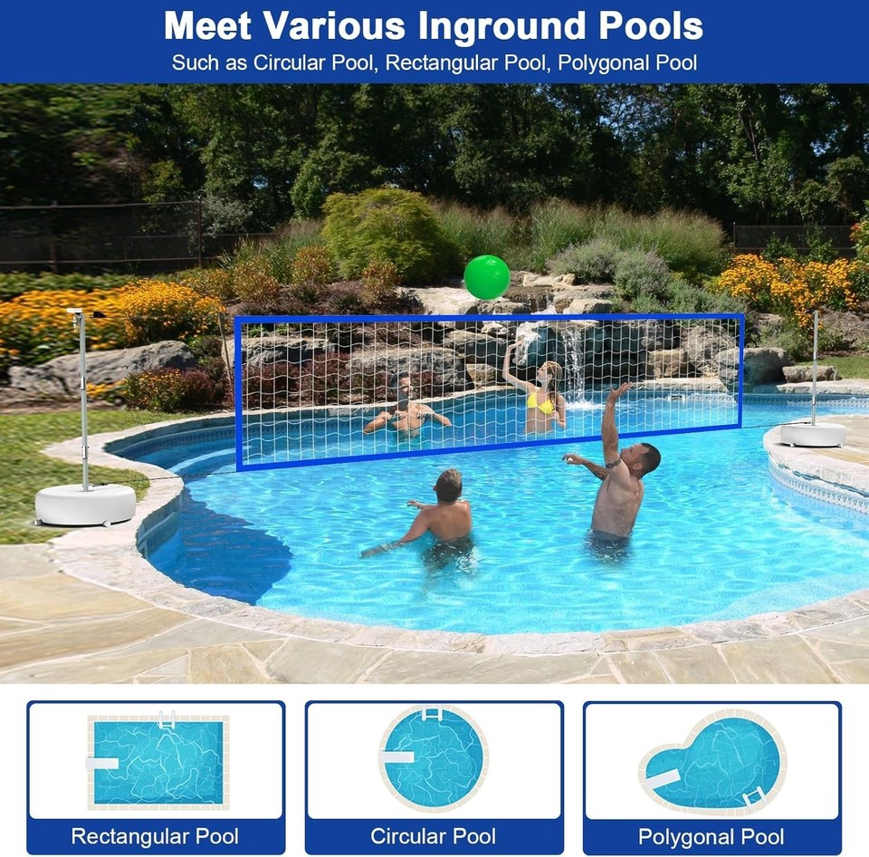 Pool Volleyball Net Set with LED Lights, Solar Powered Volleyball Net ...