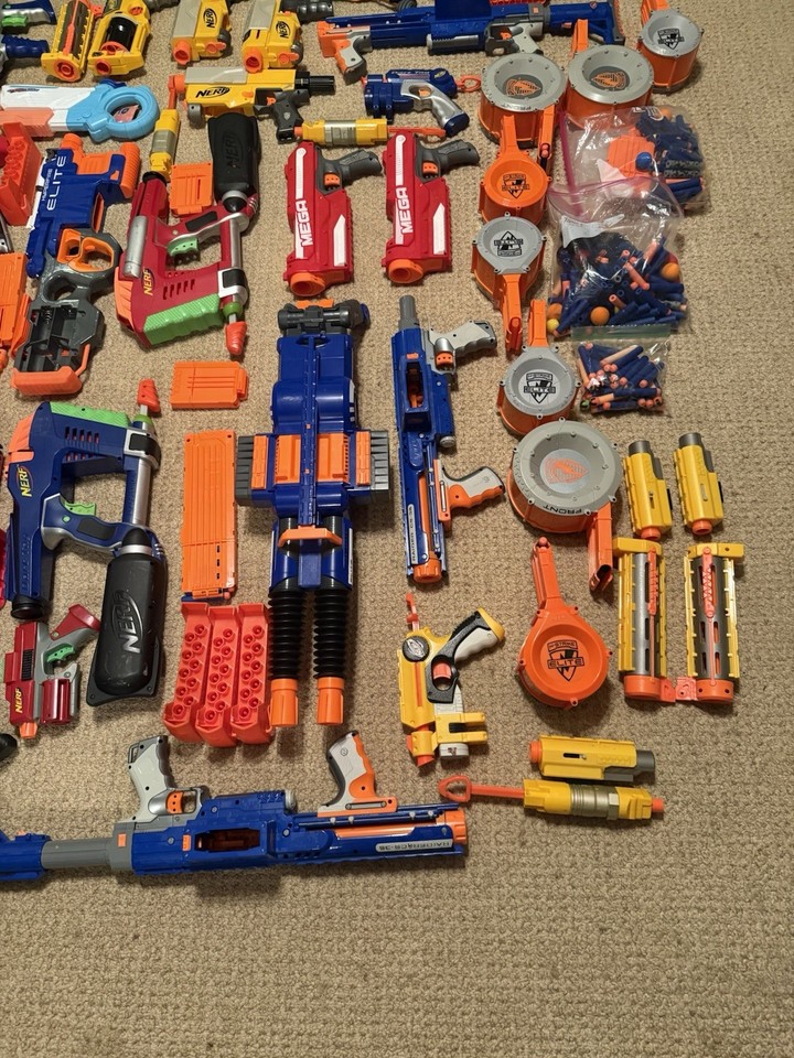 Nerf Gun Collection- 26 Guns (rifles And Pistols), Magazines, Add-ons ...