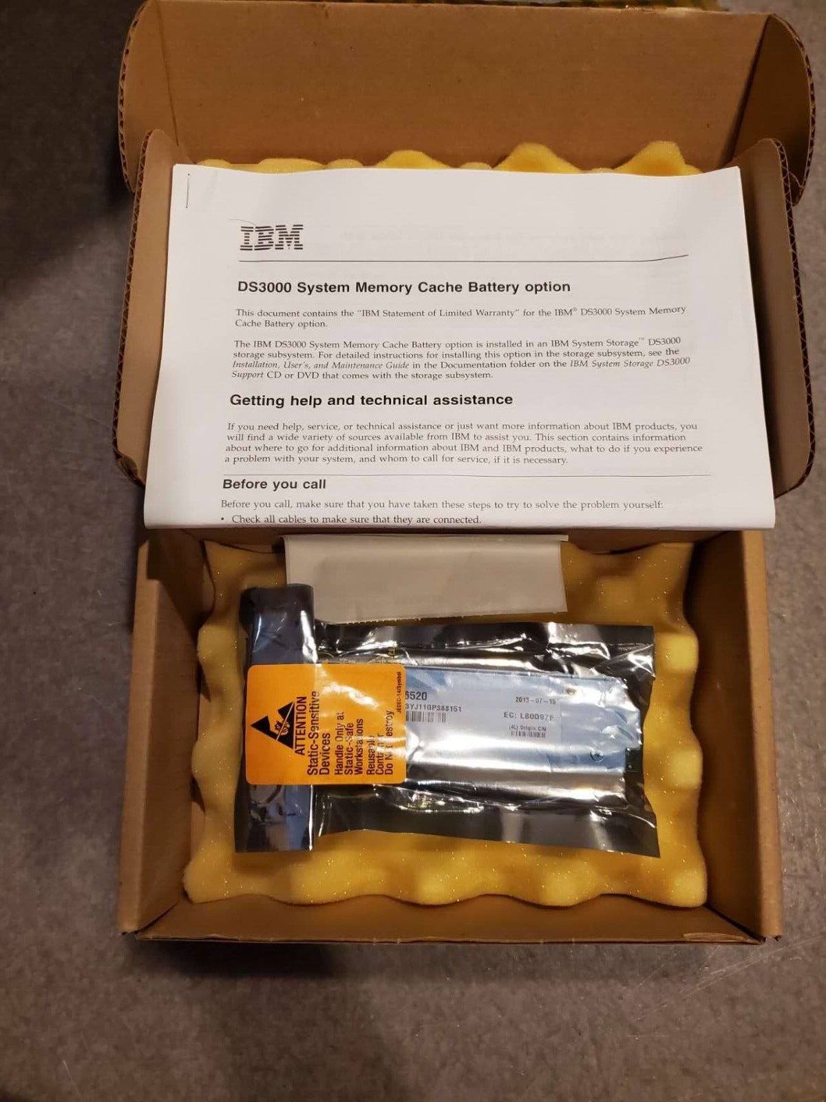 NEW BATTERY FOR IBM 39R6519 39R6520 42C2193 DS3000 System Memory Cache ...