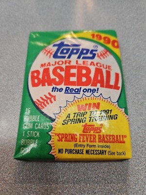 1990 Topps Baseball Wax Pack Hard to Find Pack Sealed Unopened Gum ...