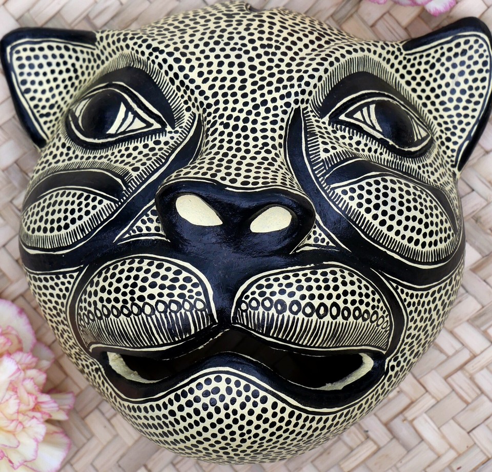 Mayan Jaguar Mask Clay Handmade Amatenango del Valle Chiapas Mexican ...