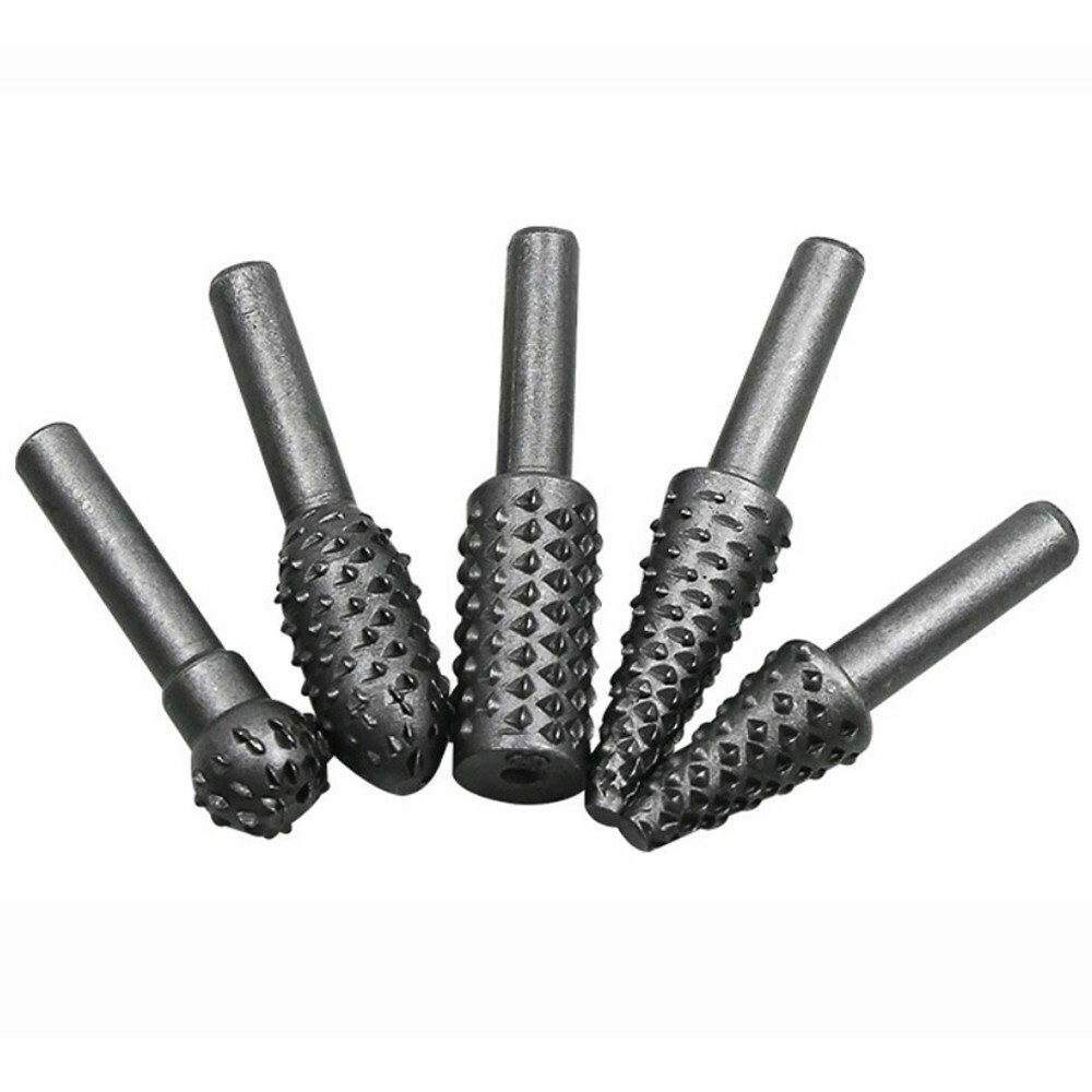 5 pcs Shank Rotary Rasp Burr Set Drill Bits Wood Carving Woodworking ...