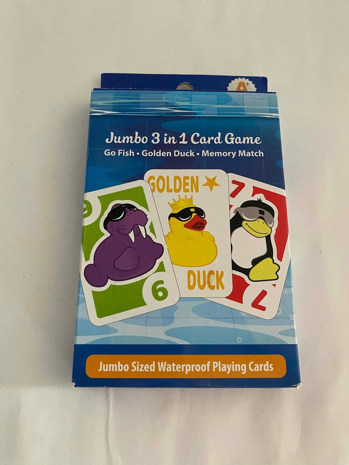 JUMBO 3-in-1 Card Game - Waterproof - GO FISH , GOLDEN DUCK , MEMORY ...