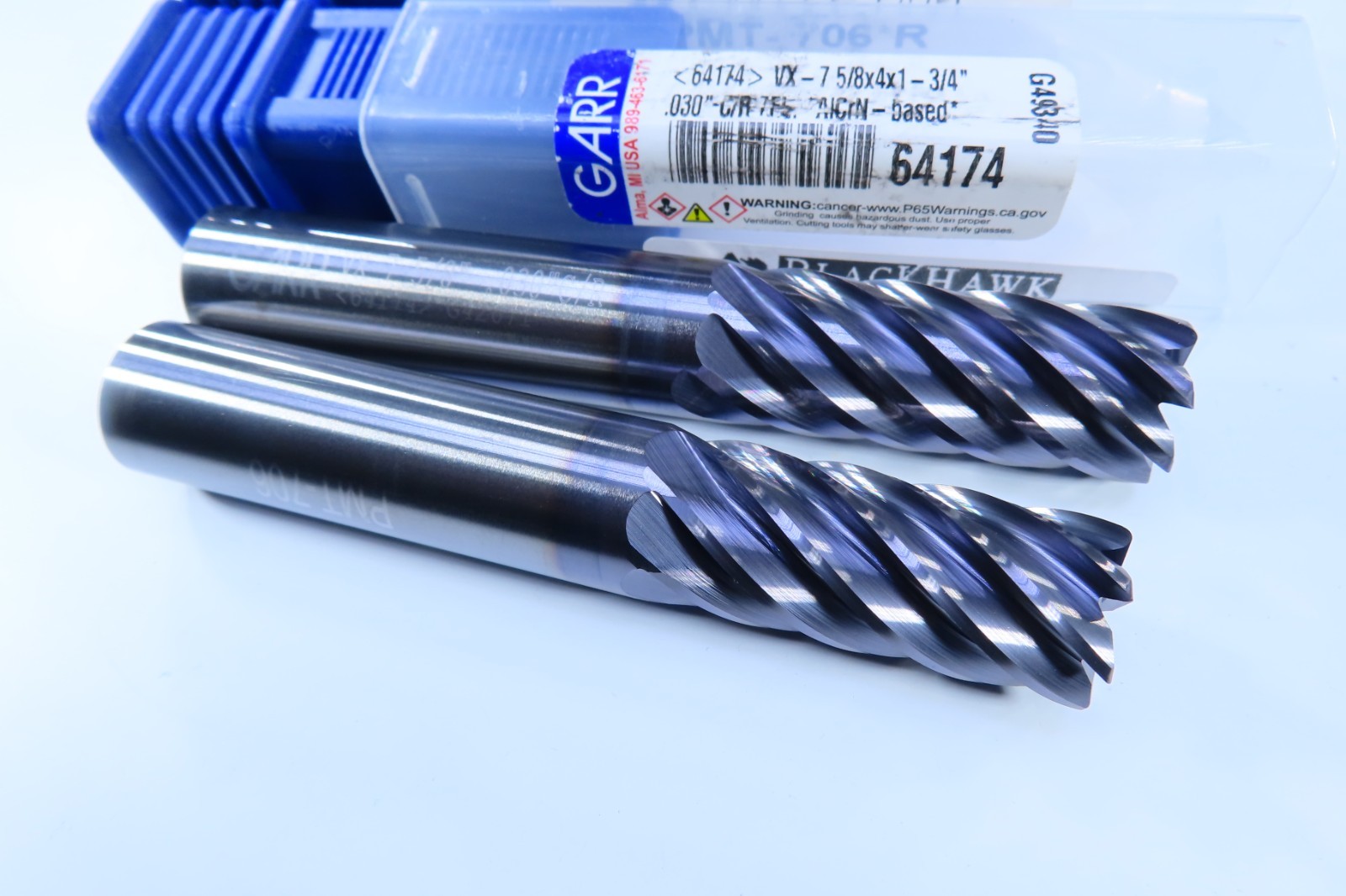 LOT ( 2 ) FULL SIZE 5/8" GARR VX-7 SERIES 7 FL ALCRONOS SOLID CARBIDE ...