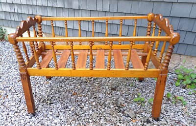 Antique late 1800's Victorian bedside Baby Bassinet with turned Side ...