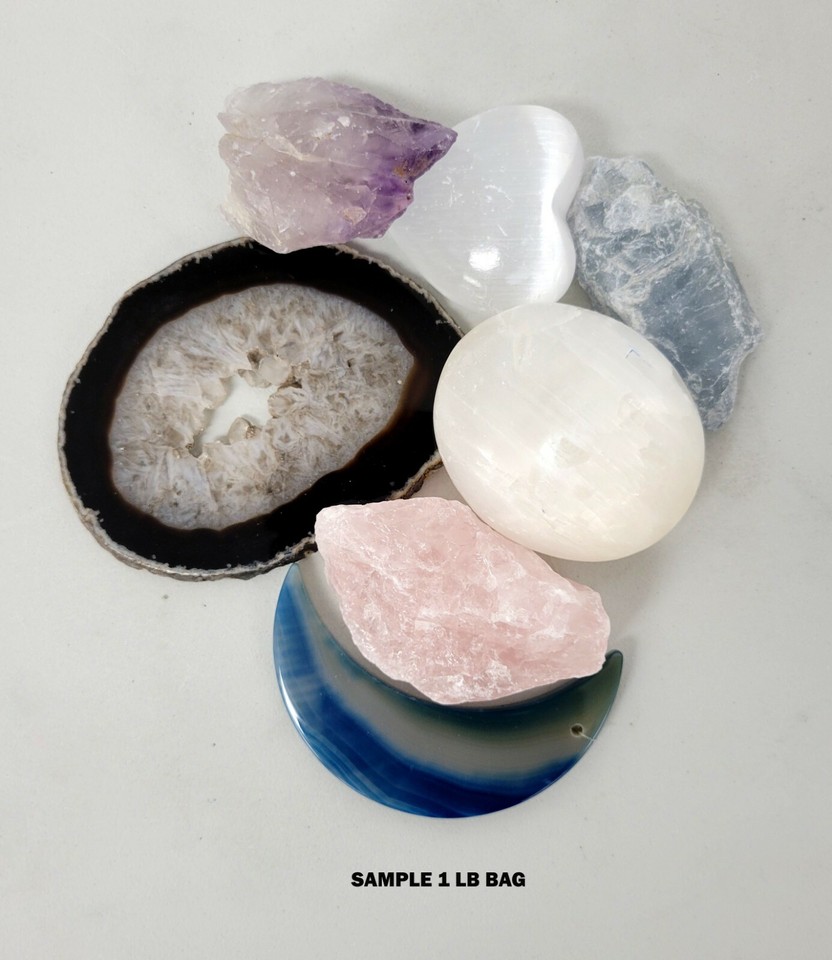 Random Crystals Lot, Assorted Mixed Gemstones, Bulk Rough & Tumbled ...