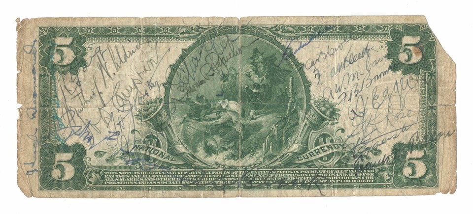 Brooklyn, New York (NY) Signed $5 National Bank Note, 1902 Series, Ch ...