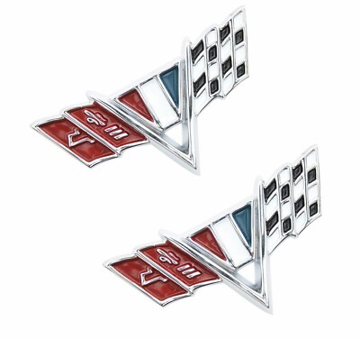 2x Impala Chevelle Flag Badge For 64-67 Front Fender Emblem 3840318 | eBay