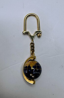 Vintage World Globe Key Chain Blue Marble Gem Stones and Gold Tone ...