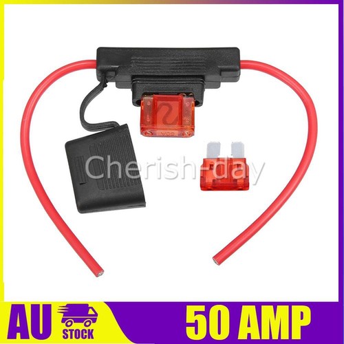 Inline Blade Fuse Holder Maxi 6AWG – 50A AMP Fuse 6AWG 6B&S Wire Heavy ...