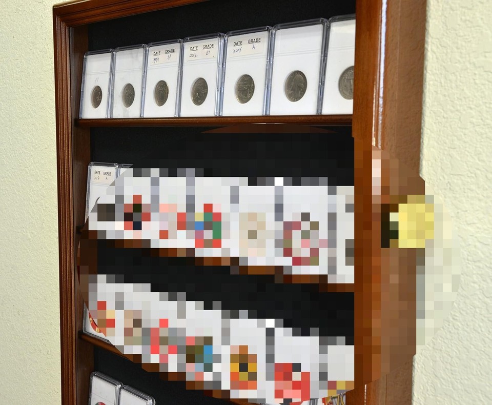 Coin Slab Display Case NGC PCGS ICG CAC Cherry Cabinet Wood Collector ...