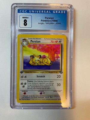 Persian 42/64 Jungle, 1st Edition Pokemon Card 1999 NM/Near Mint CGC 8 ...