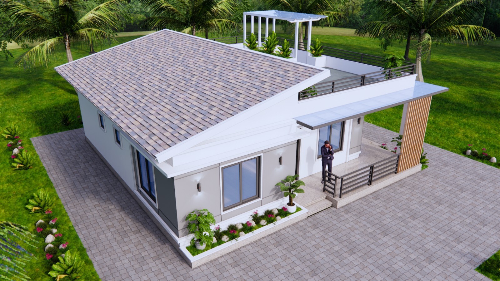 33x33 Feet Small House Plan 10x10 Meter 3 Bed 2 Bath Terrace PDF & A4 ...