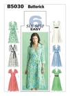 BUTTERICK SEWING PATTERN 5030 MISSES 16-22 EASY FLARED WRAP DRESS ...