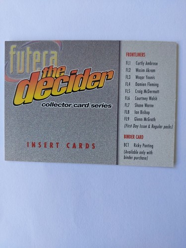DECIDER CHECKLIST 3: 1996 #90 Futera ONE DAY YOU WILL NEVER FORGET ...