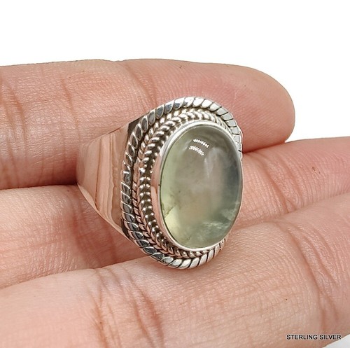 Natural Prehnite Gemstone 925 Sterling Silver Exotic Vintage Beautiful ...