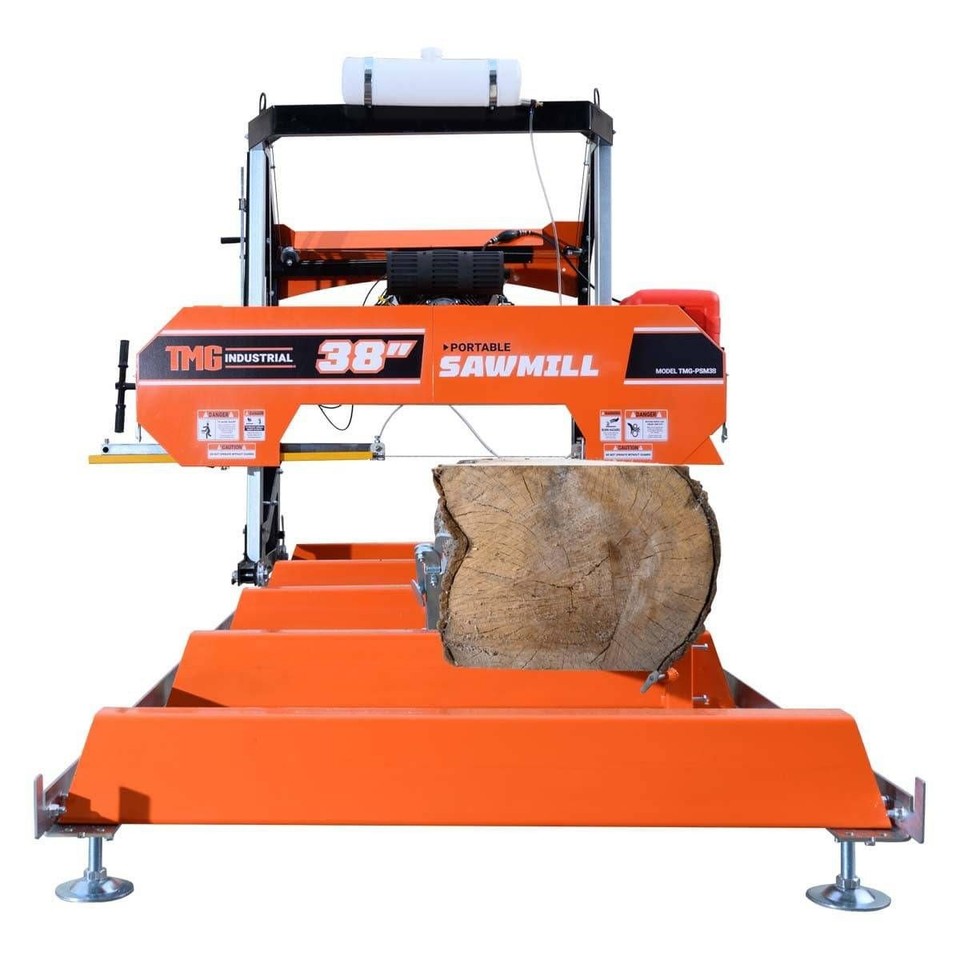 38in Rugged Sawmill 13ft Track 24HP V-Twin 4-Pillar Frame 10L Water ...