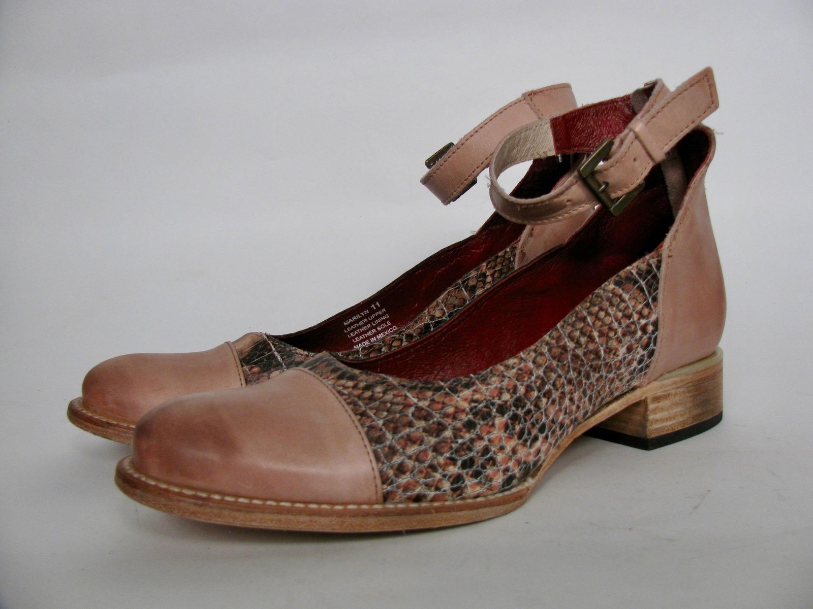 FREEBIRD MARILYN SHOES SANDALS PINK LEATHER SNAKE CROC ANKLE STRAP CAP ...