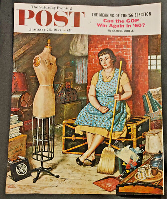 COVER ONLY NO MAGAZINE Saturday Evening Post January 26, 1957 Cleaning ...