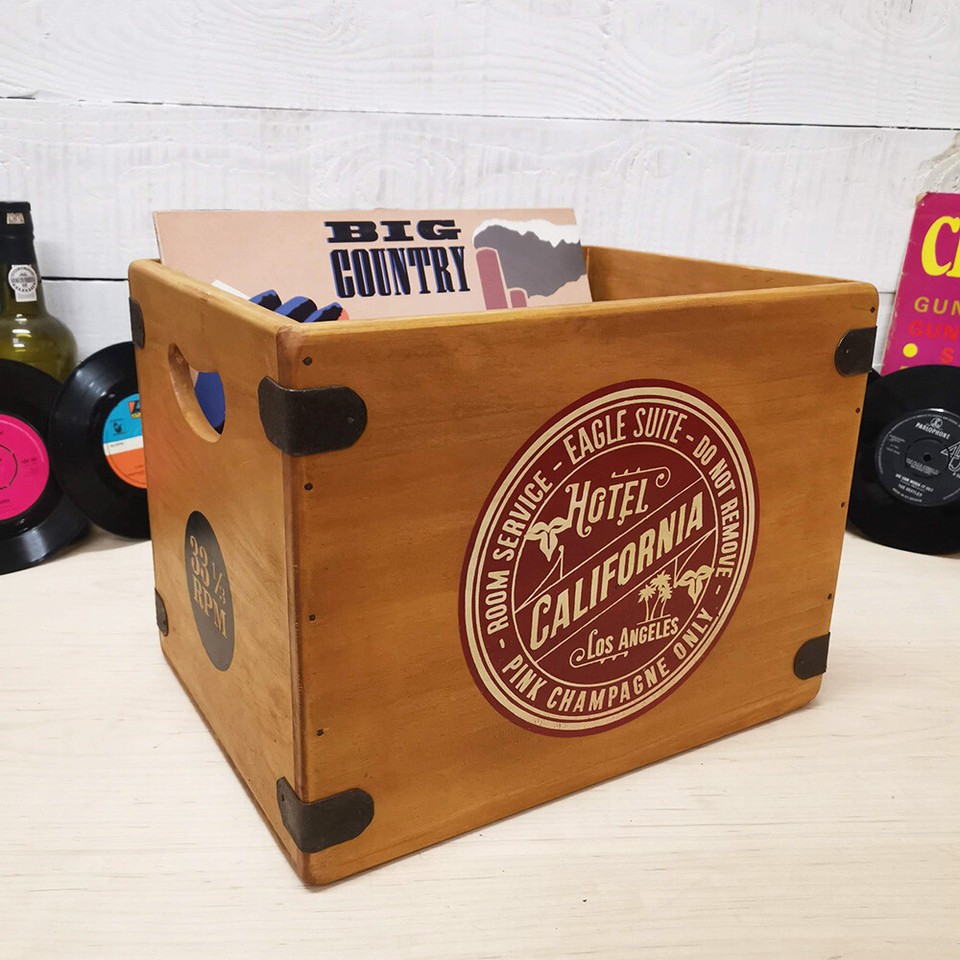 Retro Record Box 12" Vintage Wooden Handcrafted Album Crate For LP ...