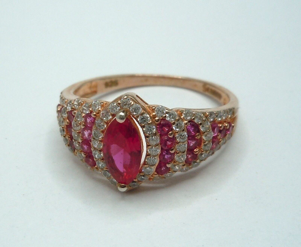 925 Sterling Gold over Silver STAUER Red Stone Ring Size 8.5 | eBay