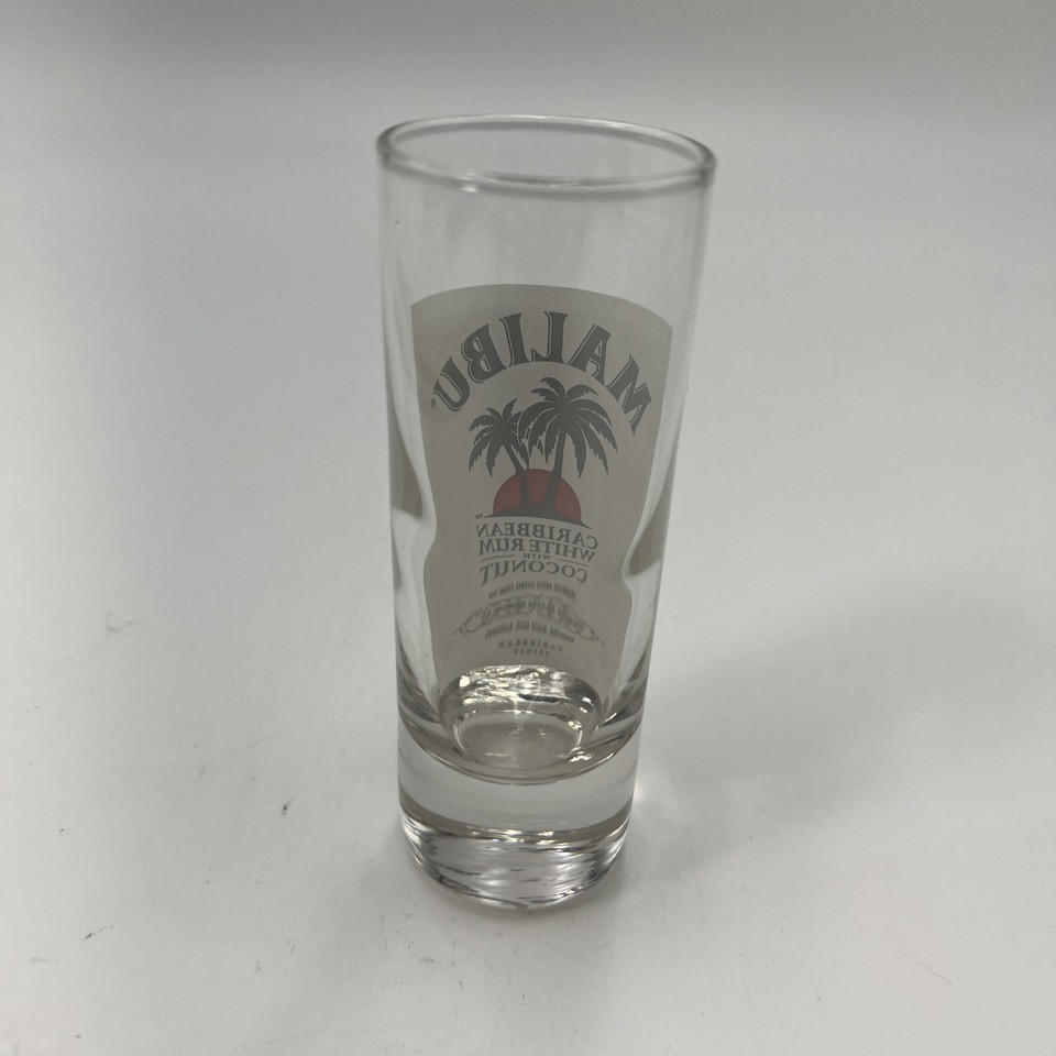 Malibu Shot Glass Caribbean White Rum with Coconut 4" Tall | eBay