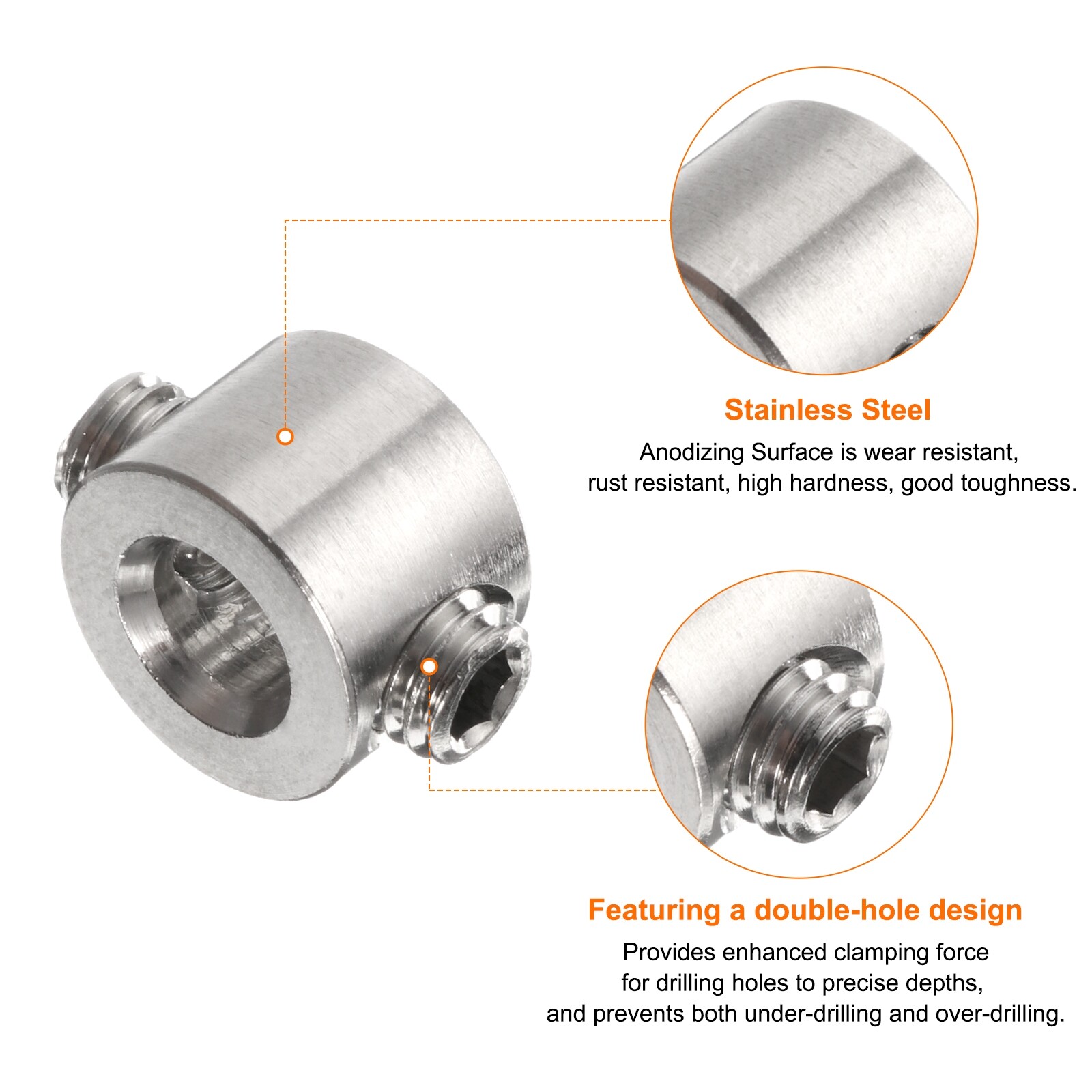 2pcs 4mm Drill Stop Collar Depth Stop with Hex Wrench, Anodizing ...