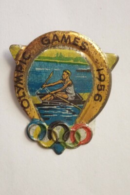 1956 MELBOURNE OLYMPICS TIN BADGE ISSUED for ROWING in EXCELLENT ...