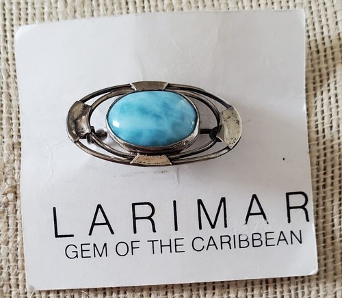 Larimar Gem Of The Caribbean 925 Sterling Silver Brooch Pin - EUC | eBay